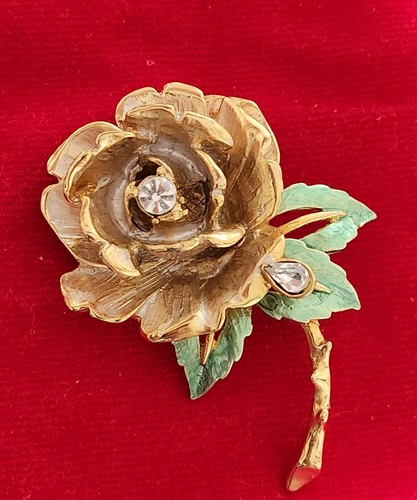 1997 'Graziano' English Rose Enamel Brooch. | eBay Australia