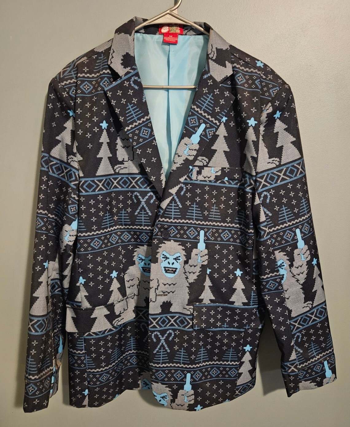 Men's Abominable Snowman Christmas Blazer Jacket Medi… - Gem