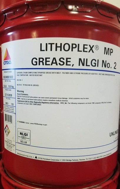 Citgo Lithoplex MP #2 Grease; Multipurpose NLGI Grease; Tubes or 5 ...