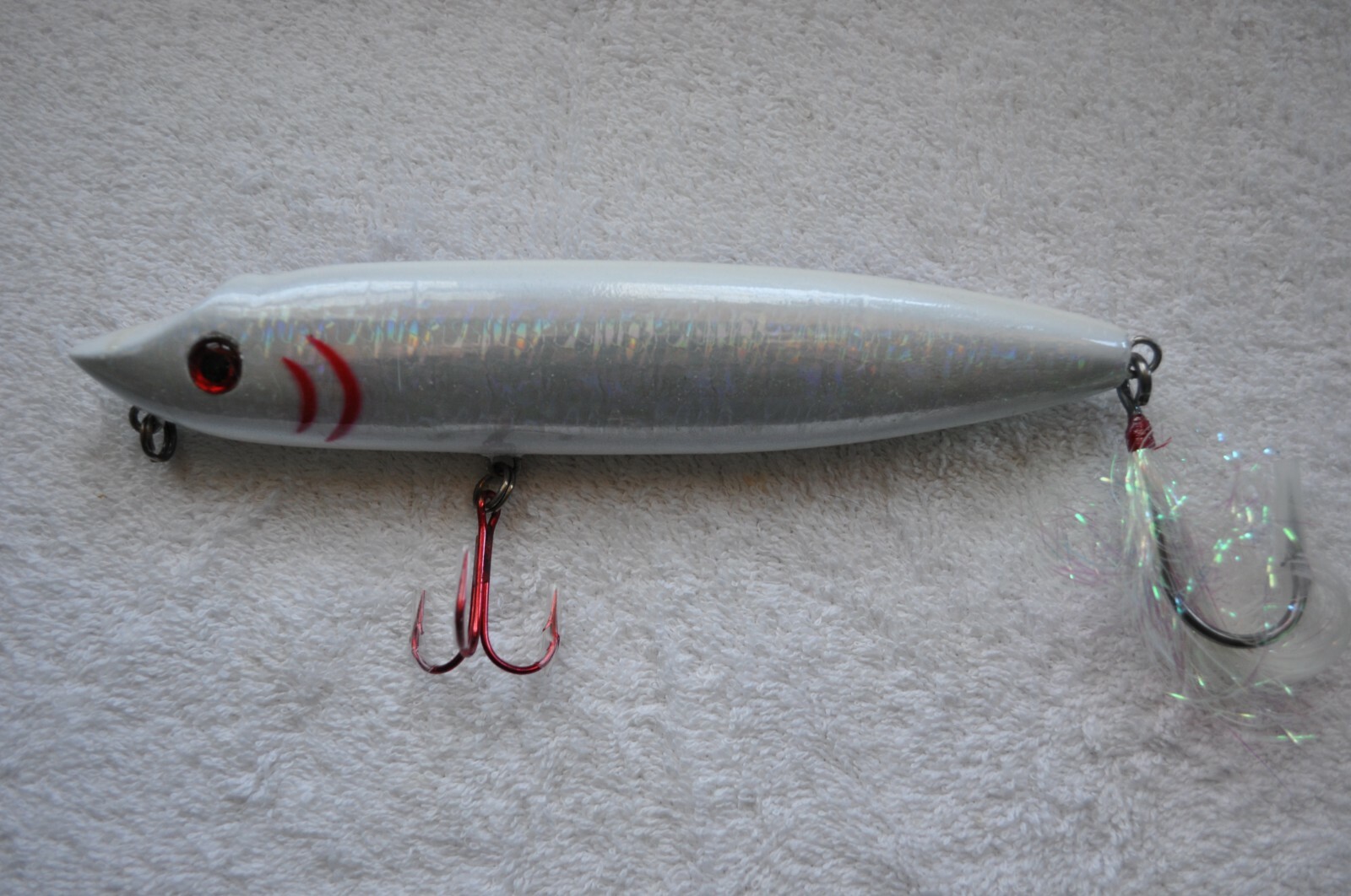 Chesapeake Bay Top Water Lure Striped Bass Blue Fish 7" 3oz Plug White ...