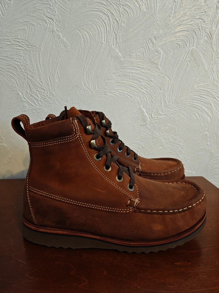 Jim Green Mens Meander Moc-Toe Brown Leather Boots Size 9.5 | eBay