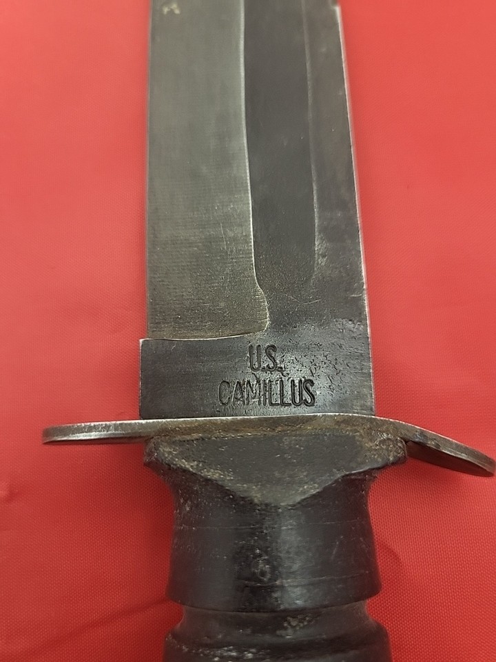US CAMILLUS Mark 2 MK2 Military Fighting Combat Knife, W/Leather Sheath ...