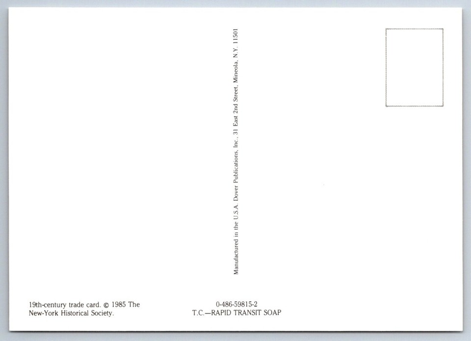 Colgate & Co. Rapid Transit Soap, 19th Century Trade Card Replica, 1985 ...