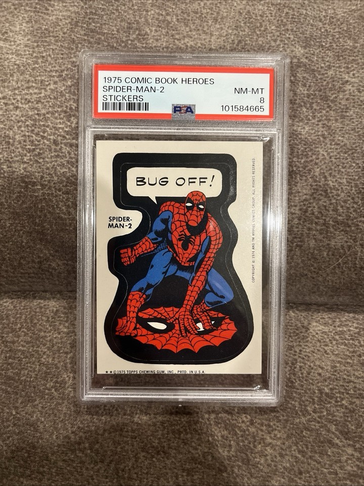 1975 Topps Comic Book Heroes Stickers Spider-Man - 2 PSA 8 | eBay