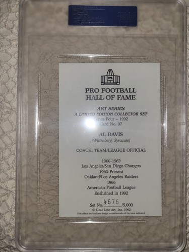 Al Davis Signed NFL HOF Goal Line Art Card GLAC PSA RAIDERS Owner Hall ...