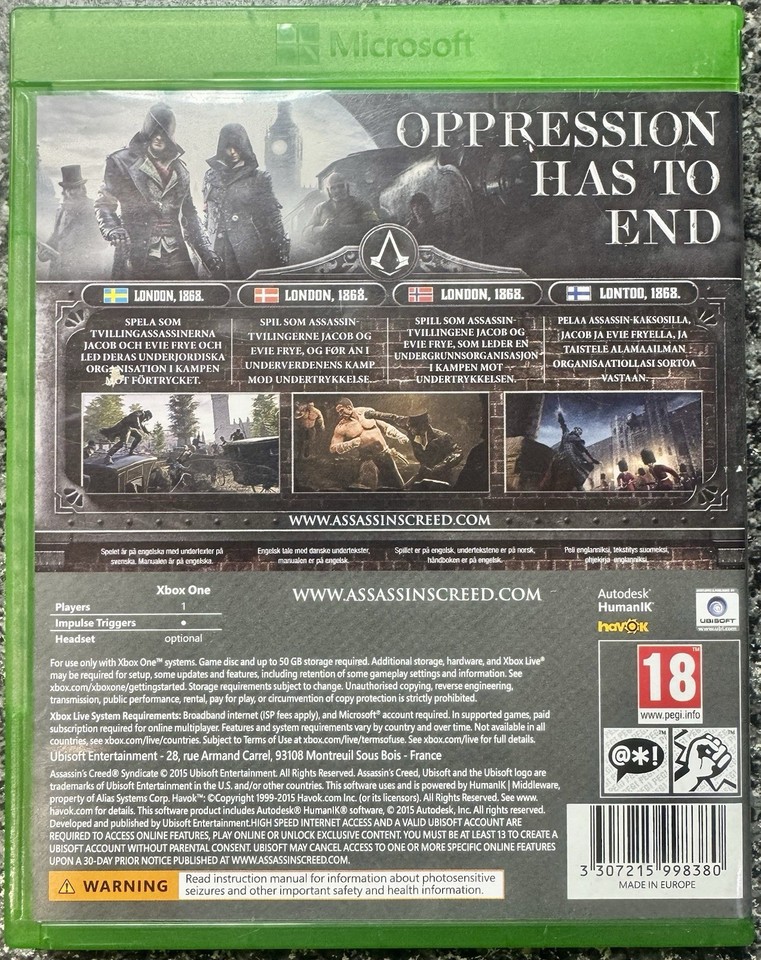 Assassins Creed Syndicate - Xbox One Supplied In Original Case ...