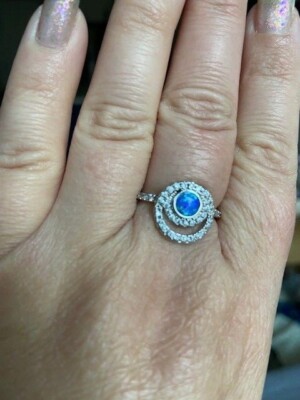 NIB Swirling Dreams lab-created Blue Azore Opal rhodium plated Oct 2022 ...