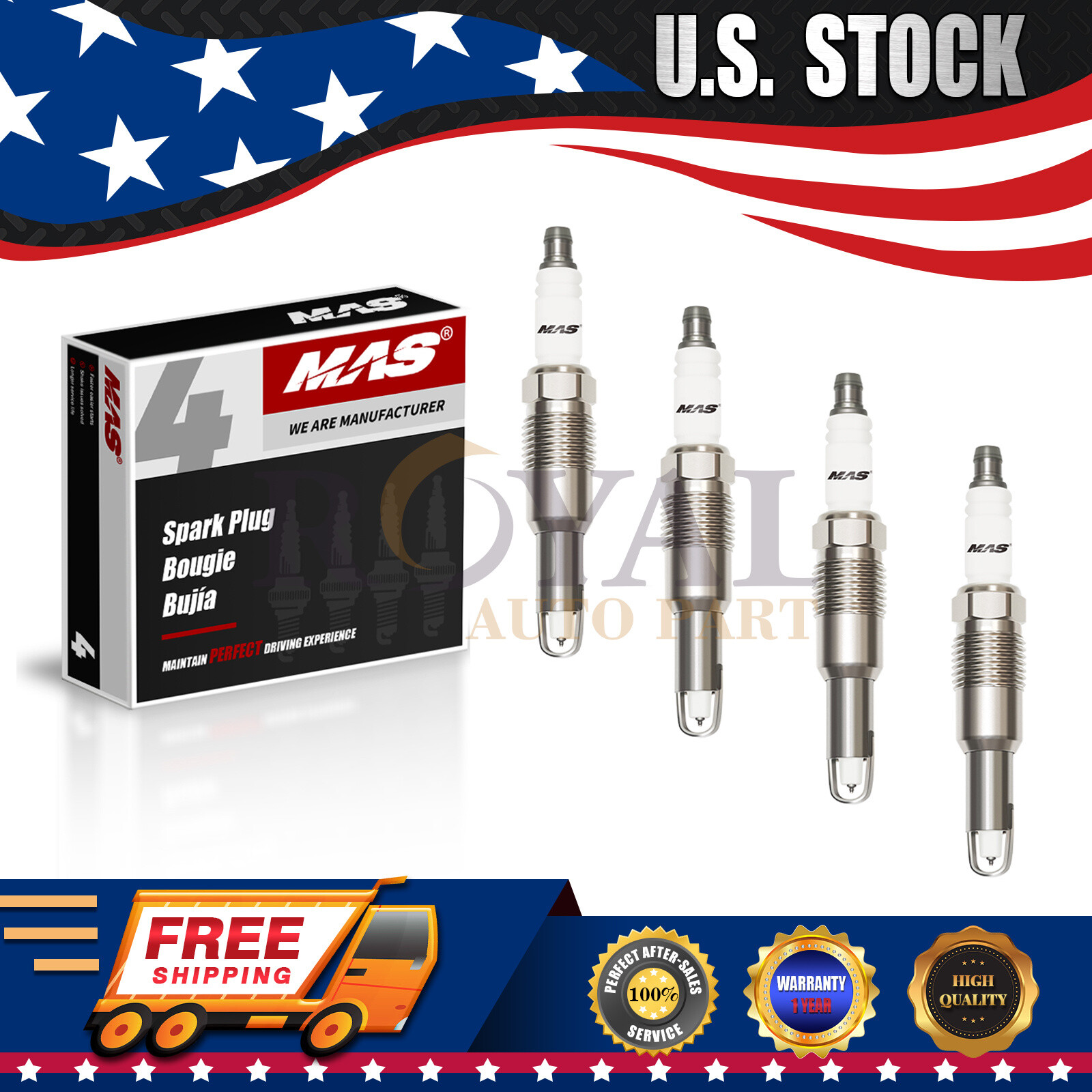 MAS Set of 4 Spark Plugs For Ford Super Duty Mark LT Navigator 5.4L V8 ...