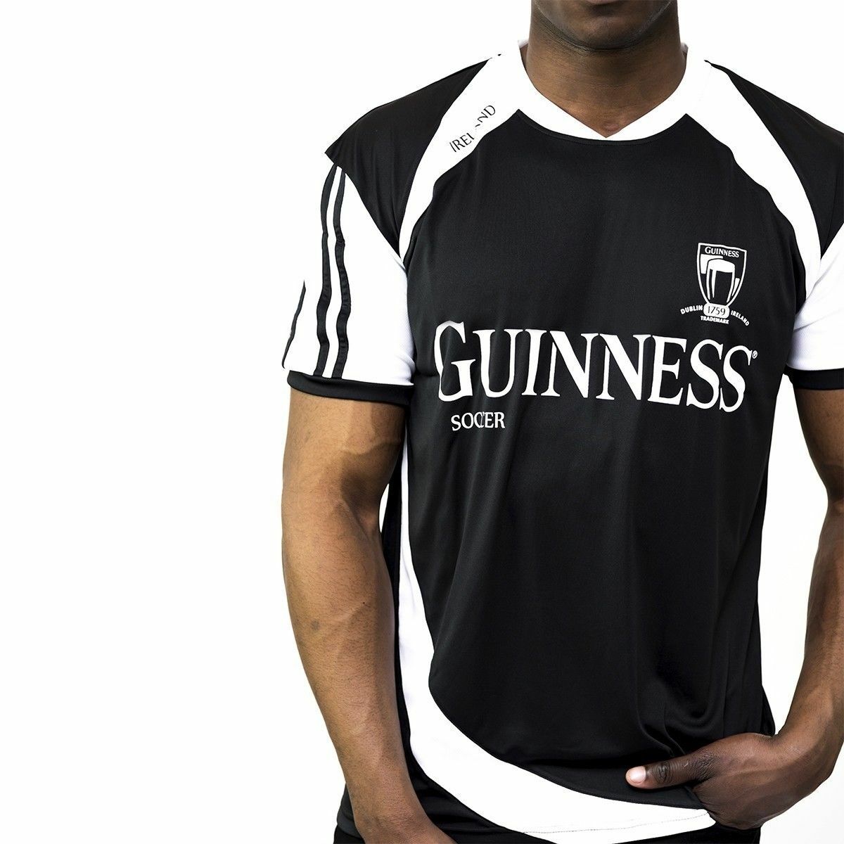 Guinness Soccer Jersey Mens Irish Ireland Beer Pint Black & White Shirt ...