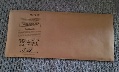 CA LICENSE PLATE 1947-1950 California DMV Plate MAILING ENVELOPE ...