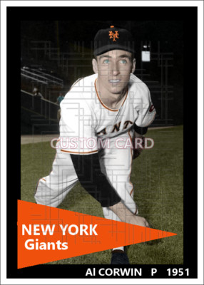 Al Corwin - 1951 New York Giants - 2.5 x 3.5 custom card (blank back ...