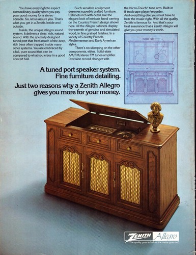 Vintage Print Ad 1975 - Zenith Allegro Console Stereo/Texaco | eBay