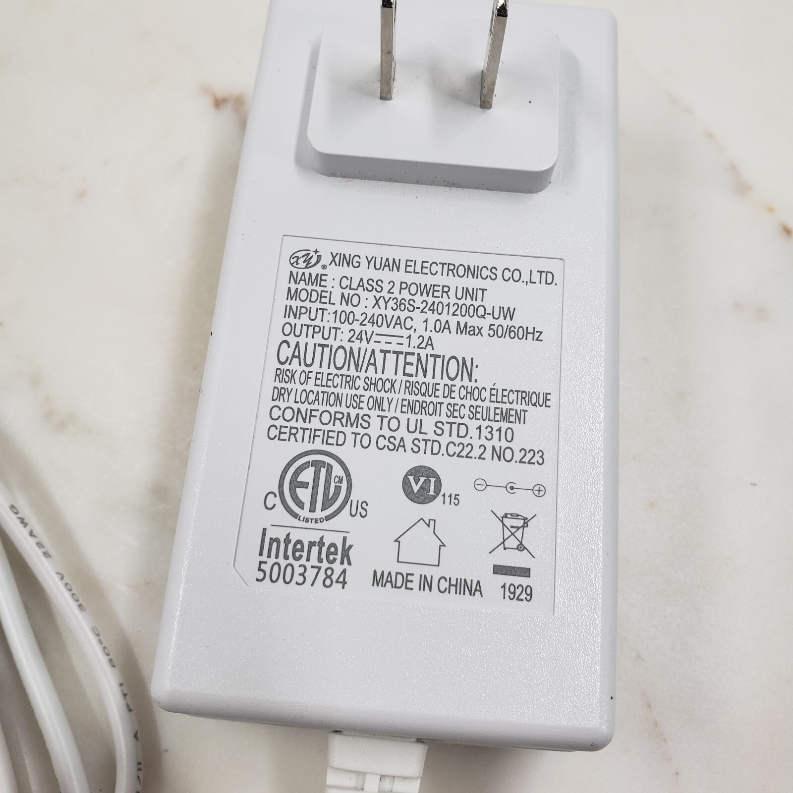 Xing Yuan Electronics XY36S-2401200Q-UW Class 2 Power Unit 24V 1.2A ...