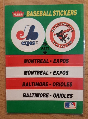 1988 FLEER TEAM STICKERS MONTREAL EXPOS BALTIMORE ORIOLES COMISKEY PARK ...