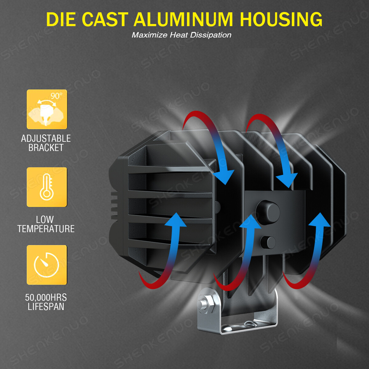 1Pc 4inch 30W LED Spot Beam Cube Fog Work Lights Pods Off Road SUV ATV ...