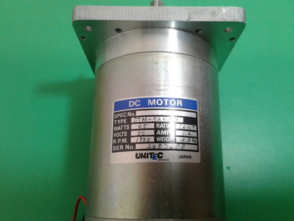 Unitec Dc Motor Dtm-5245G /45 Watts/50 Volts Ser. No.2087688 Rpm 1500 ...