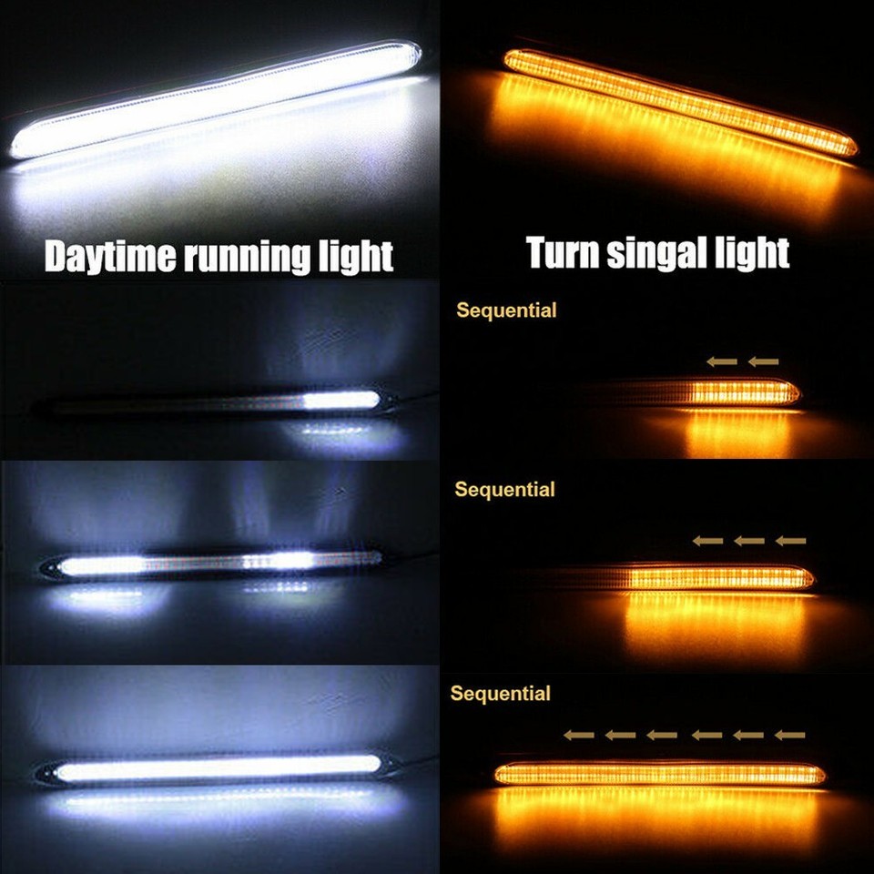 2x Universal Car Daytime Running Light LED DRL Strips Driving Lamp Fog ...