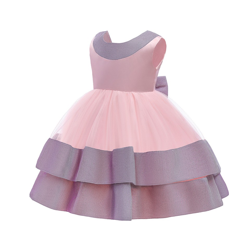 Flower Girls Bridesmaid Dress Baby Kids Party Wedding Lace Bow Princess ...