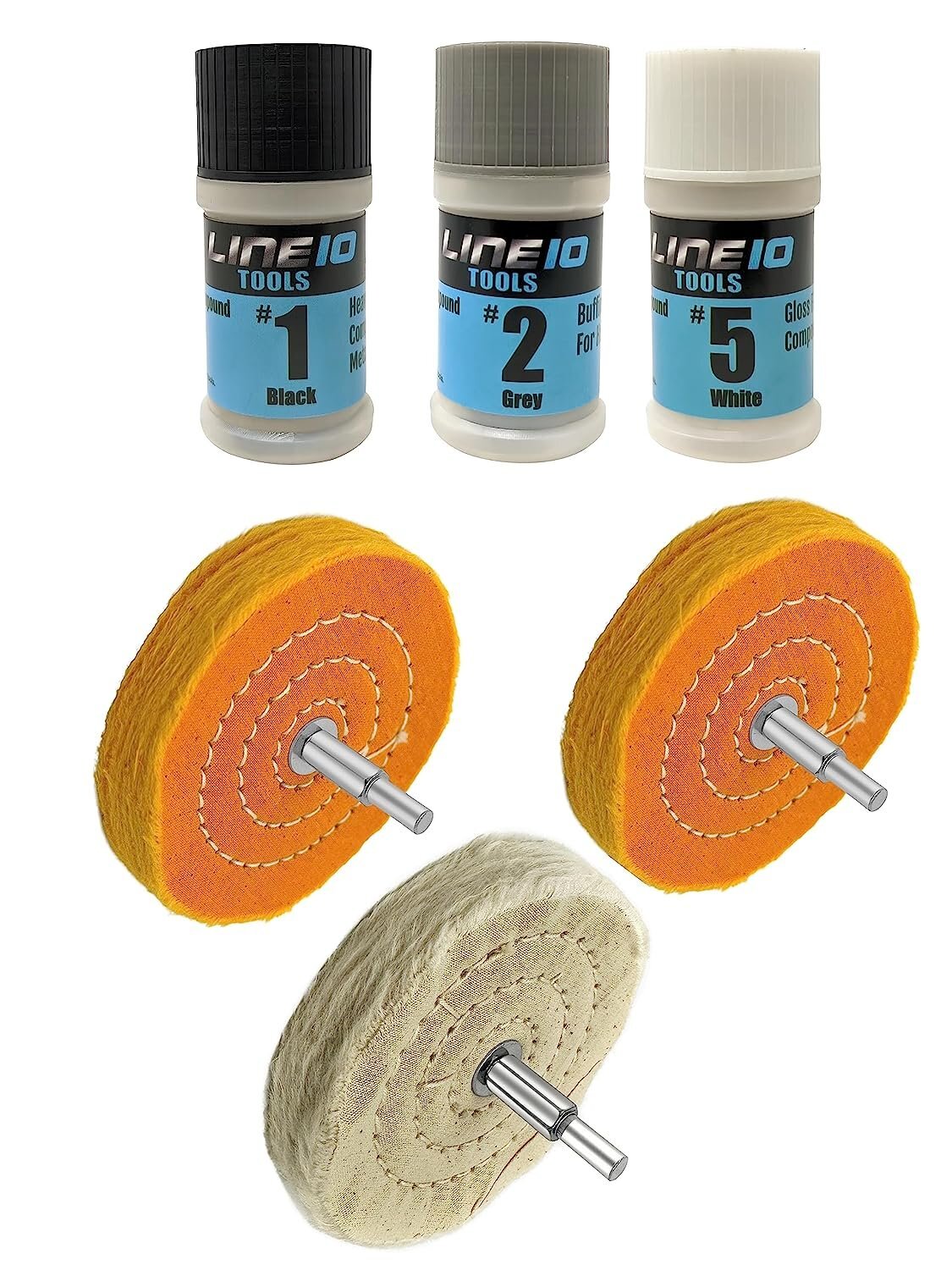 LINE10 Tools Metal Buffing Wheel Kit for Drill, with 3 Step Polishing ...