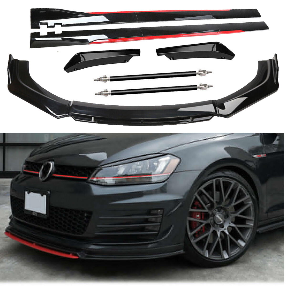 For Volkswagen Rabbit Front Bumper Lip Spoiler Splitter79"Side Skirt ...