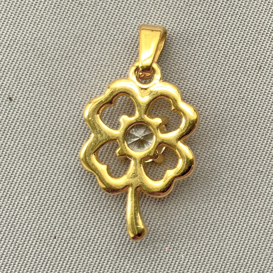 CZ Crystal Clover Charms 22x13mm Gold Plated 304 Stainless Steel Q1 Per ...