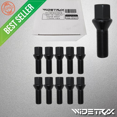 10pc 12x1.5 Black Wheel Lug Bolts Studs Locks 33mm Shank For Mercedes ...