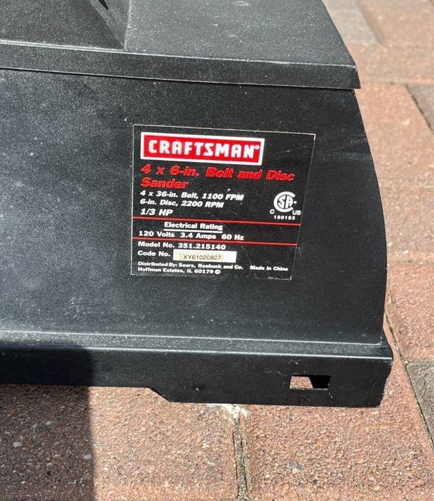CRAFTSMAN 351.215140, BENCH TOP 4" X 36" BELT SANDER AND 6" DISC COMBO ...