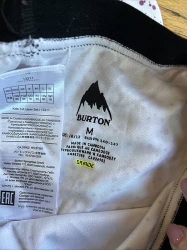 Burton Base Layer Set Sz M 10-12 Youth Top Bottom Thermal Dry Ride NEW ...