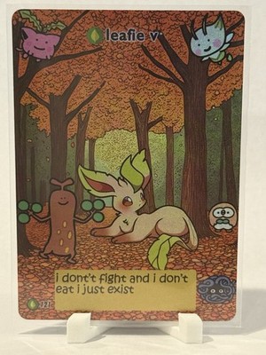 Pokiebubies- 1st Edition V2 Holo - Leafie V (Leafeon) Pokemon Fan Art ChefKenLee | eBay