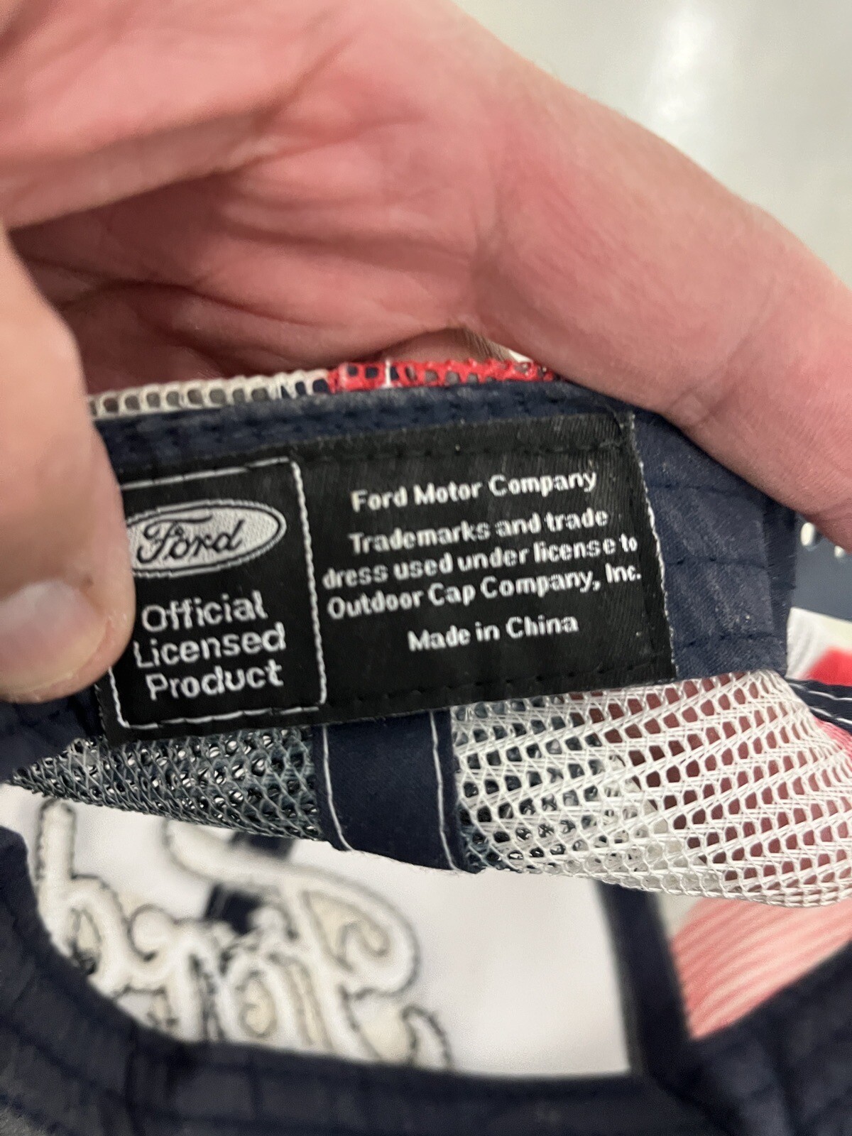 Ford Raw Edge Distressed Patch Logo Snapback Baseball Hat Red White ...