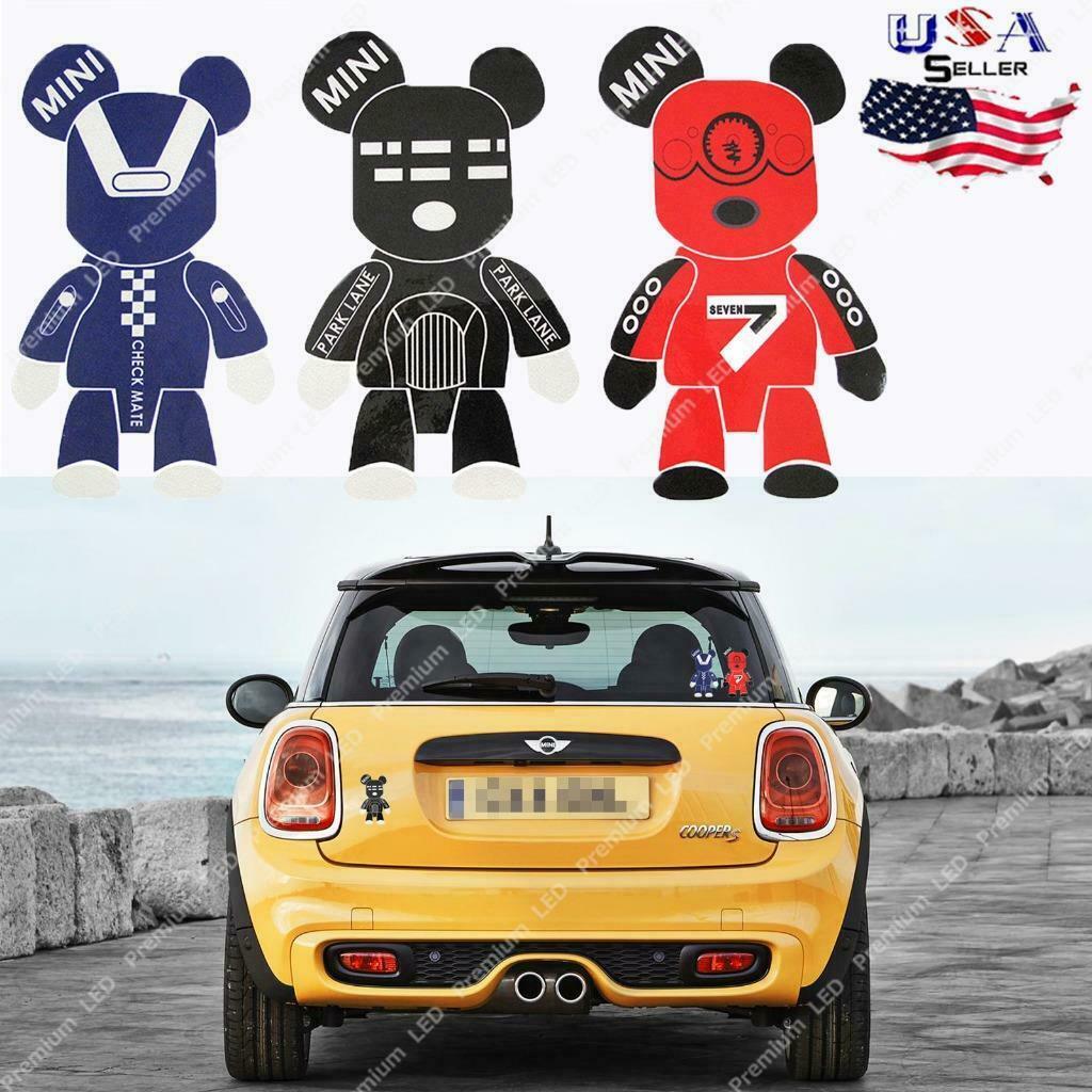 3pcs Mini Cooper Cute Cool Bears Car Window Reflective Cartoon Decals ...