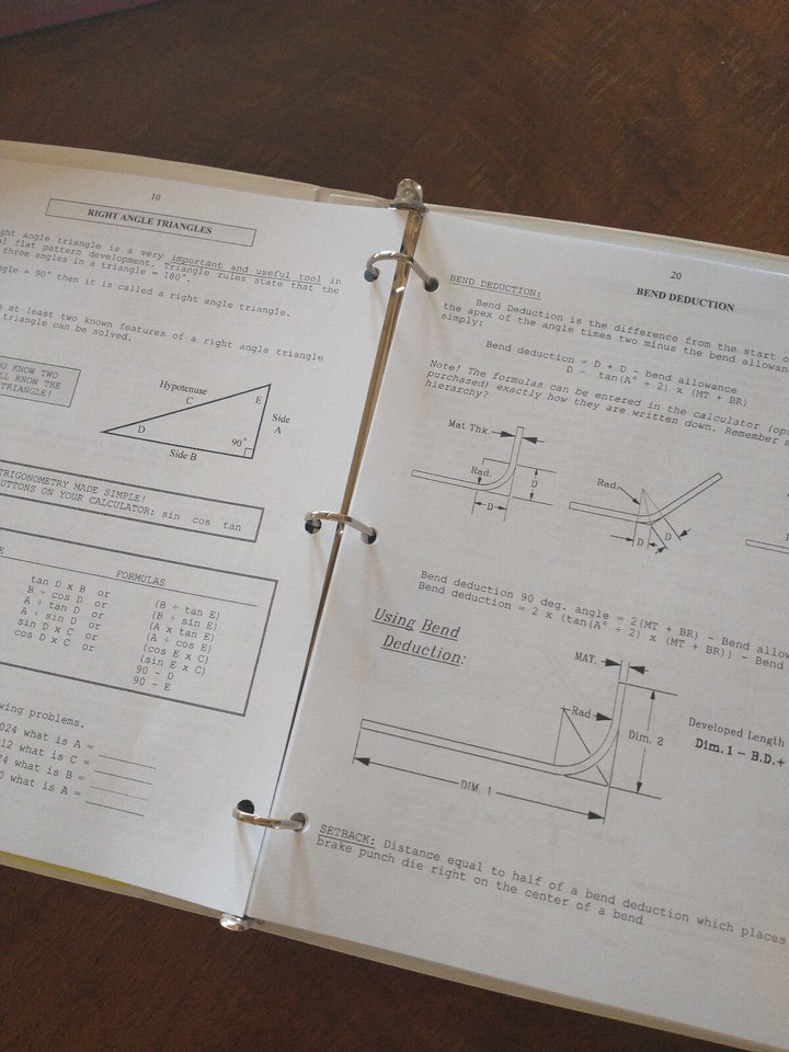 DVC Planners Precision Sheet Metal Layout Manual #1, flat pattern training! Trig | eBay