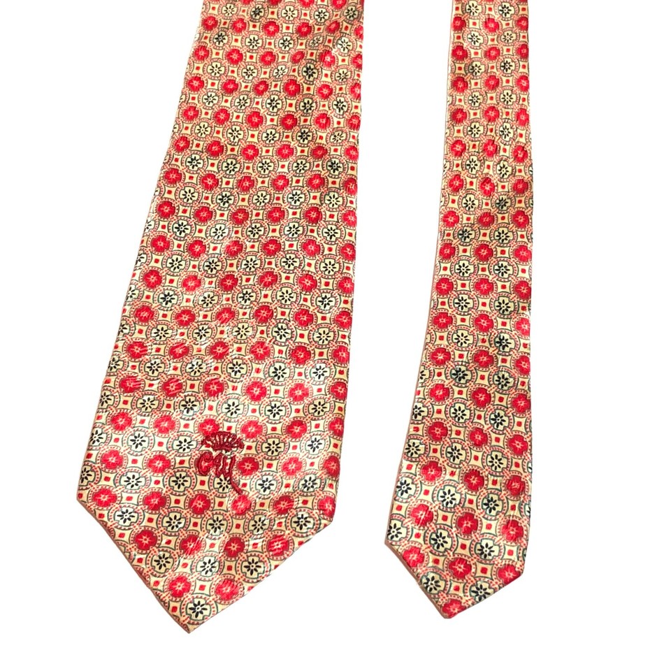 Vintage Countess Mara Tie Geometric Logo Silk Red Made in USA Rare ...