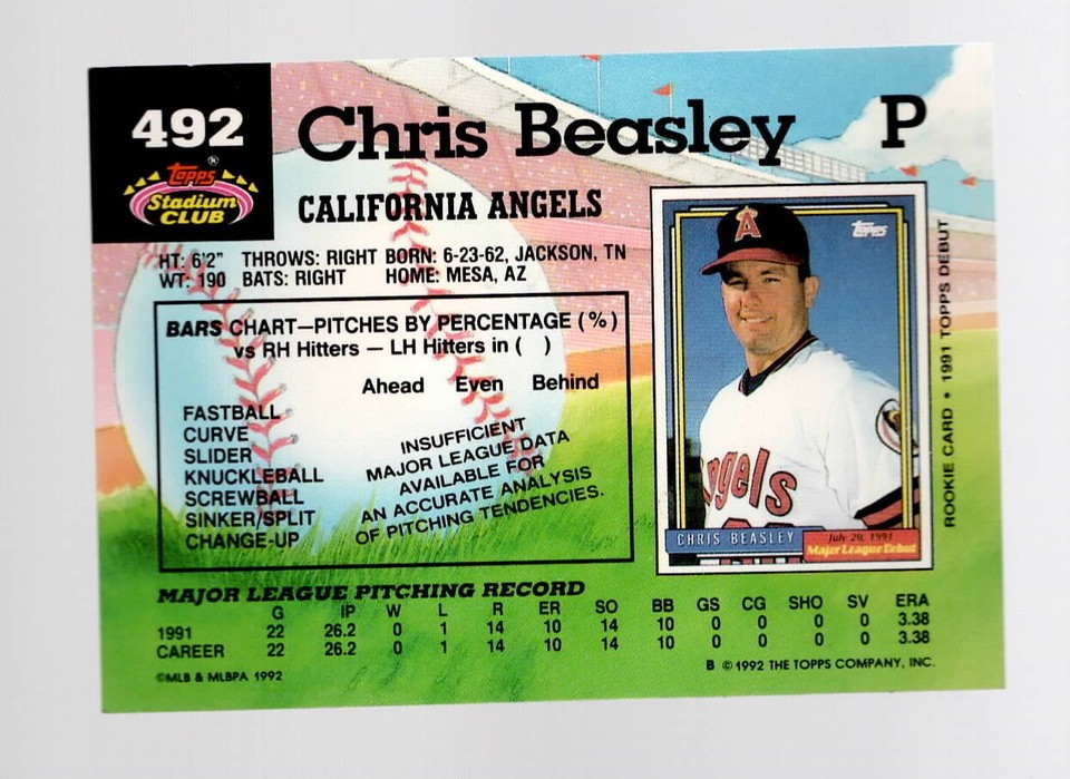 1992 Stadium Club #492 Chris Beasley NM/Mint | eBay