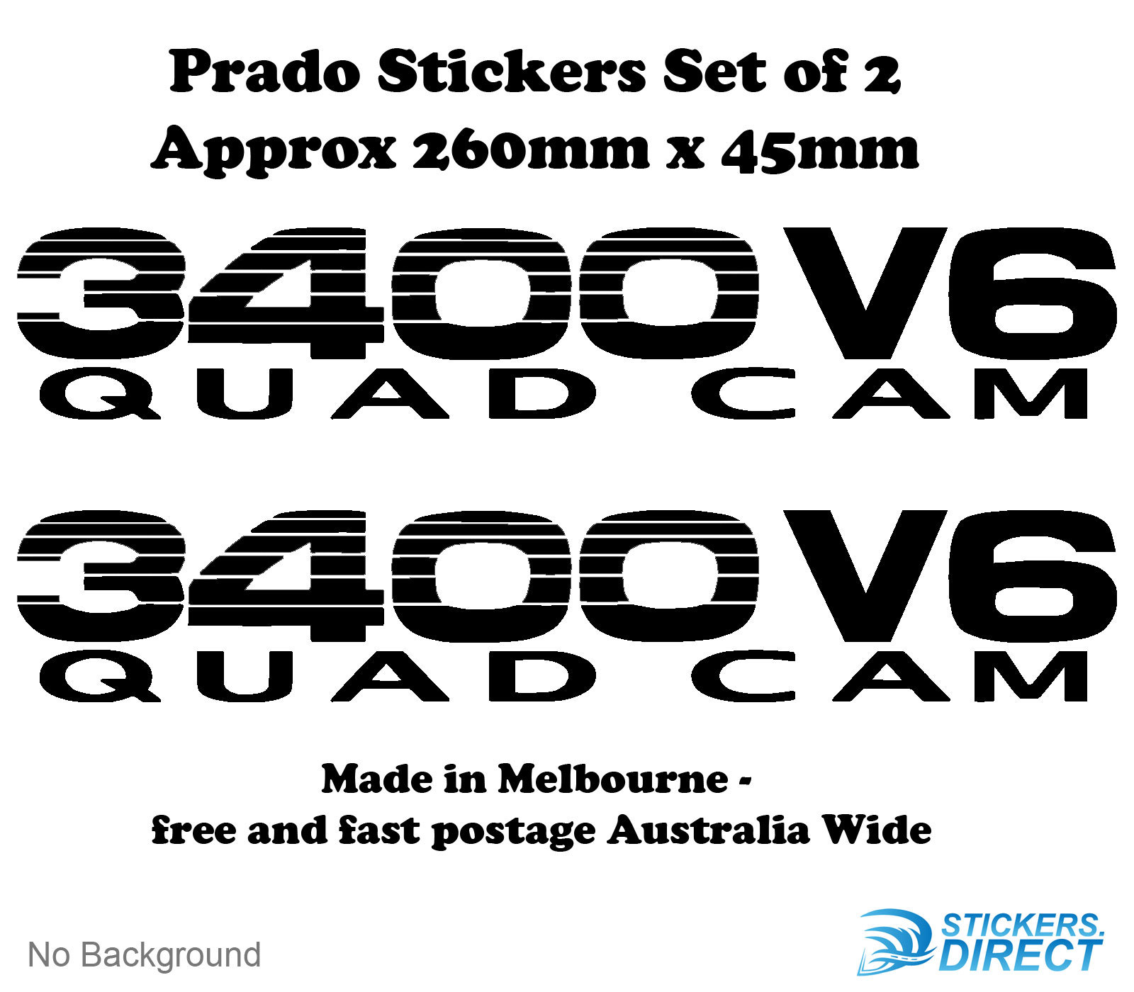Toyota Prado 3400 V6 Quad Cam Sticker Set of 2 Premium Decals Land ...