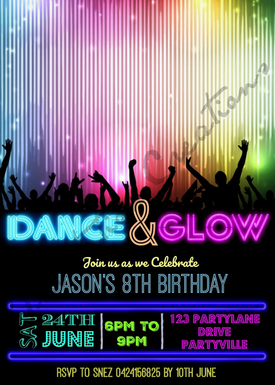 Glow Dance Party Invitations