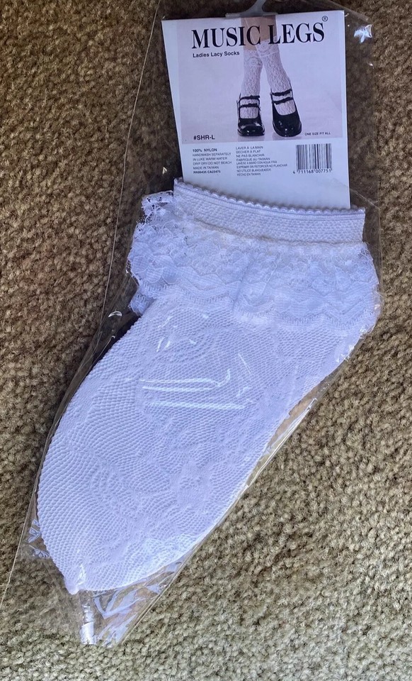 NEW Ankle Bobby Socks Adult Lace Ruffle White Halloween Costume Cosplay ...