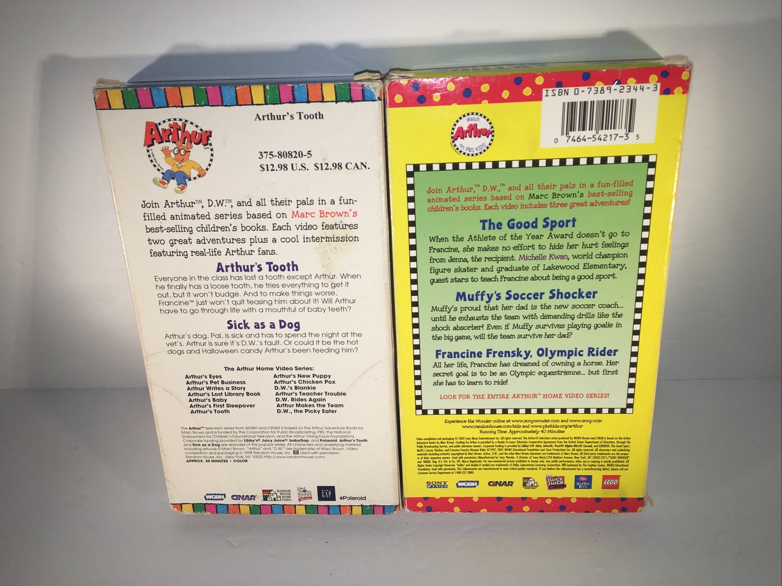 Arthur's Tooth & Arthur The Good Sport VHS PBS Kids Rare Random House ...