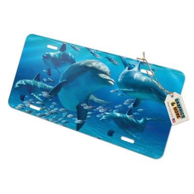 Dolphins Pod Underwater Diving Ocean Novelty Metal Vanity Tag License ...