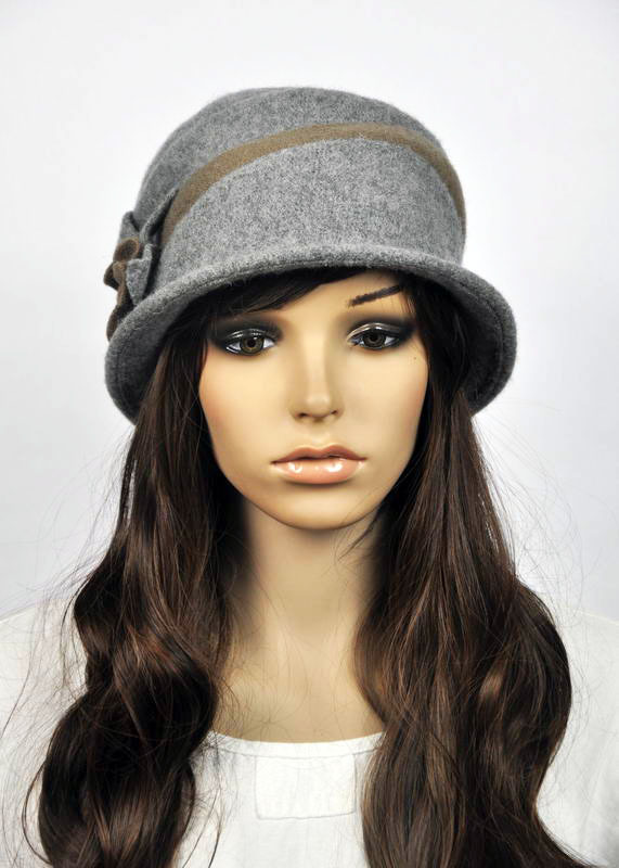 M81 Grey Wool Acrylic Cute 2-Tone Flower Women's Winter Hat Cap Beanie ...