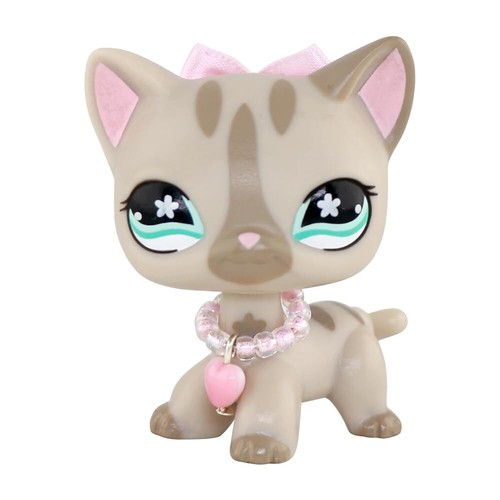 Littlest Pet Shop lps Short Hair Cat #468 Gray and Cute Accessories Bow ...