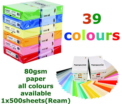 A4 Coloured Paper Reams, 80gsm Paper & 160gsm Card (40 Colours to ...