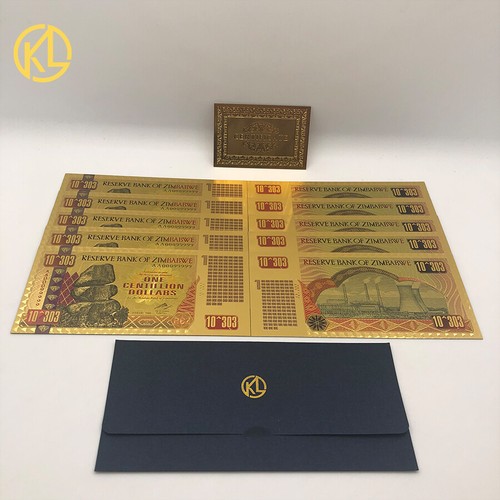10pcs Zimbabwe One Centillion Dollars Money Gold banknote bill for ...