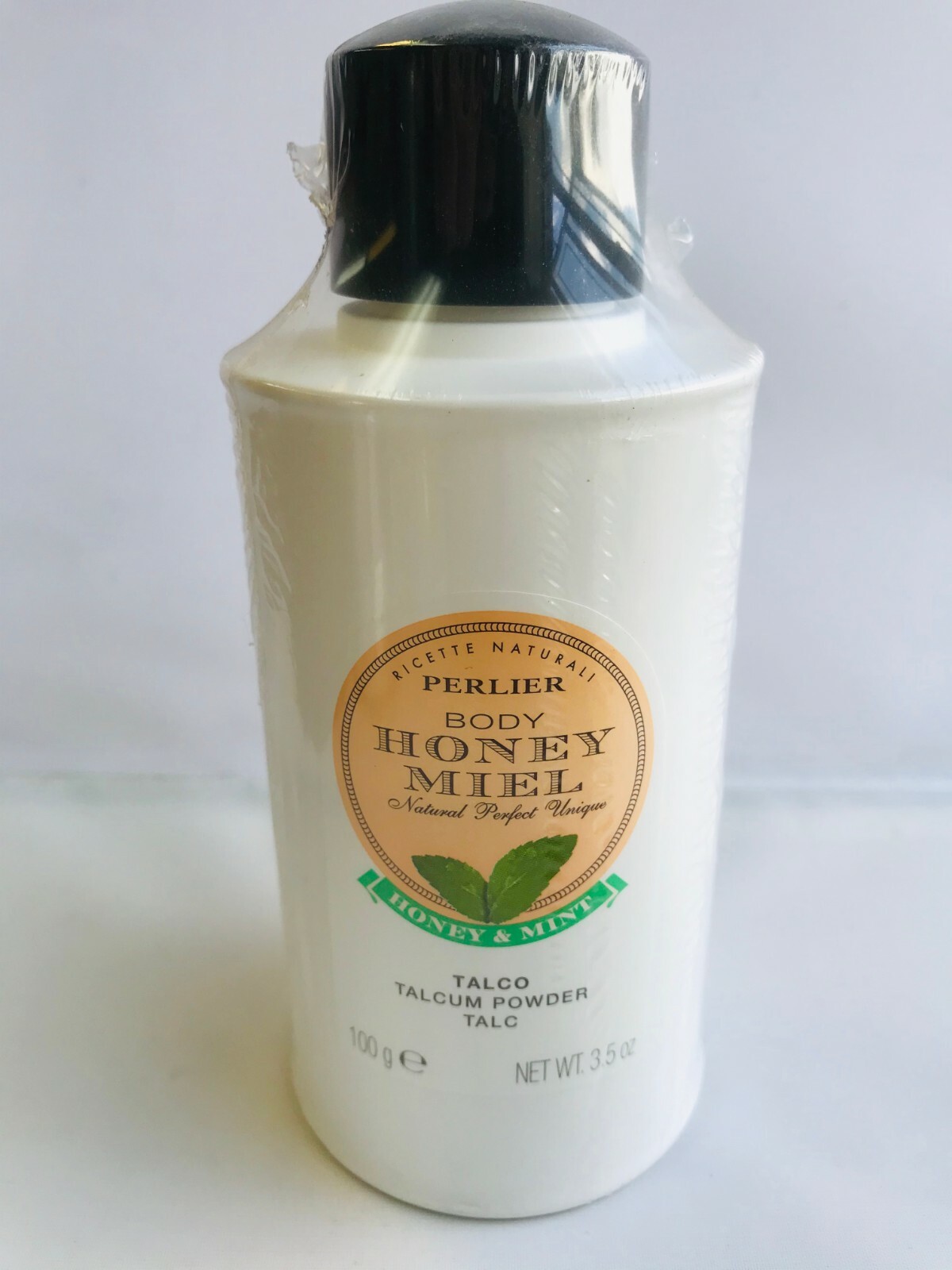 Perlier Honey Miel Talcum Powder, 3.5 oz Honey & Mint Fragrance Sealed ...