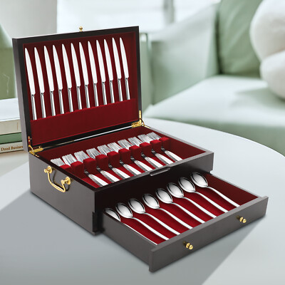 Wooden Silverware Chest, Silverware Storage Box, Silverware Case with ...