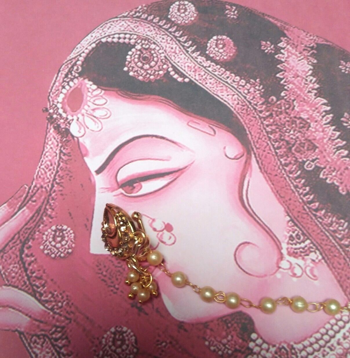 Indian Traditional GoldPlated Wedding Nath Long Chain Pakistani Nose ...