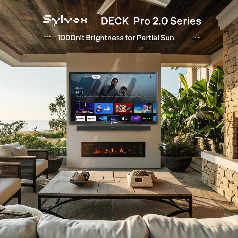 Sylvox 75'' Outdoor smart TV IP55 weatherproof App store voice remote ...