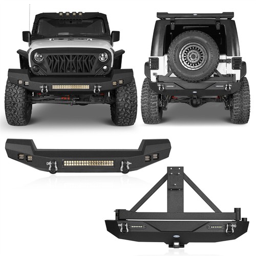 Steel Front Rear Bumper w/Tire Carrier & D-Rings For 2007-2018 Jeep ...