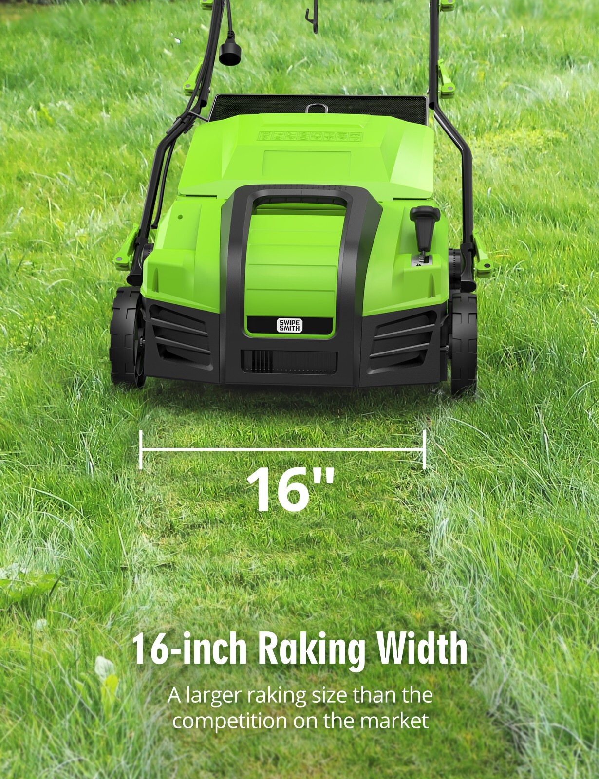 16-Inch Electric Corded Dethatcher Scarifier with 5-Position Depth ...