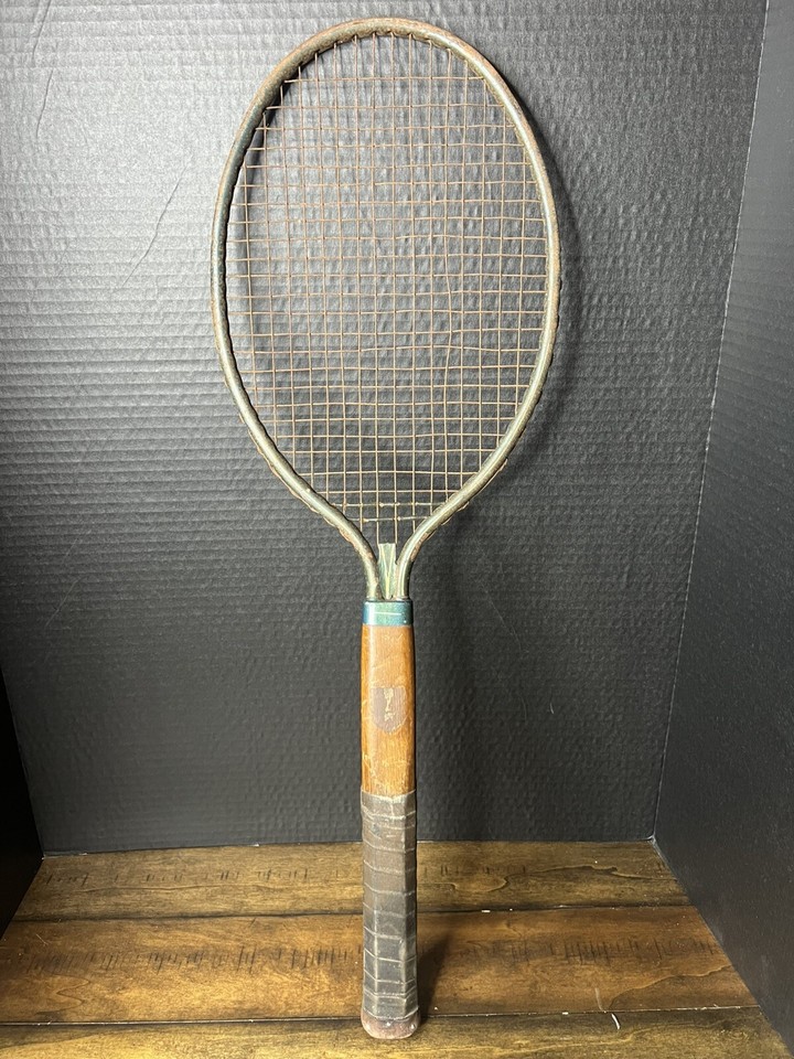 VINTAGE The Dayton Steel Racquet antique tennis racket OH Ohio metal ...
